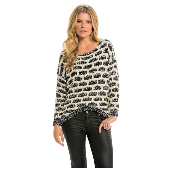 Elan | Sweaters | Elan Black And White Crochet Sweater Hi Lo | Poshmark